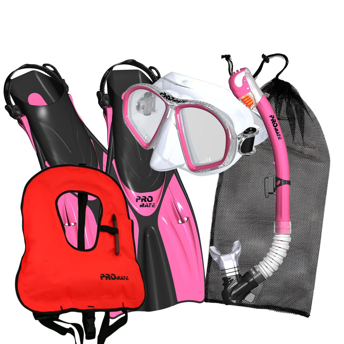 Promate Spectrum Snorkeling Mask Dry Snorkel Fins Gear Bag Set with ...