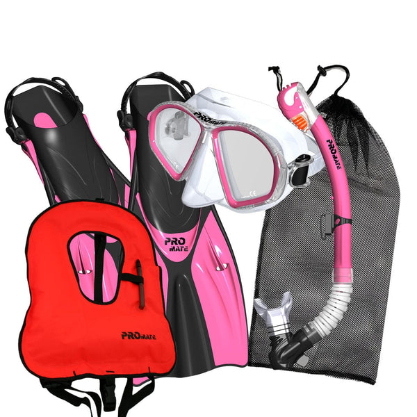 Promate Spectrum Snorkeling Mask Dry Snorkel Fins Gear Bag Set with ...