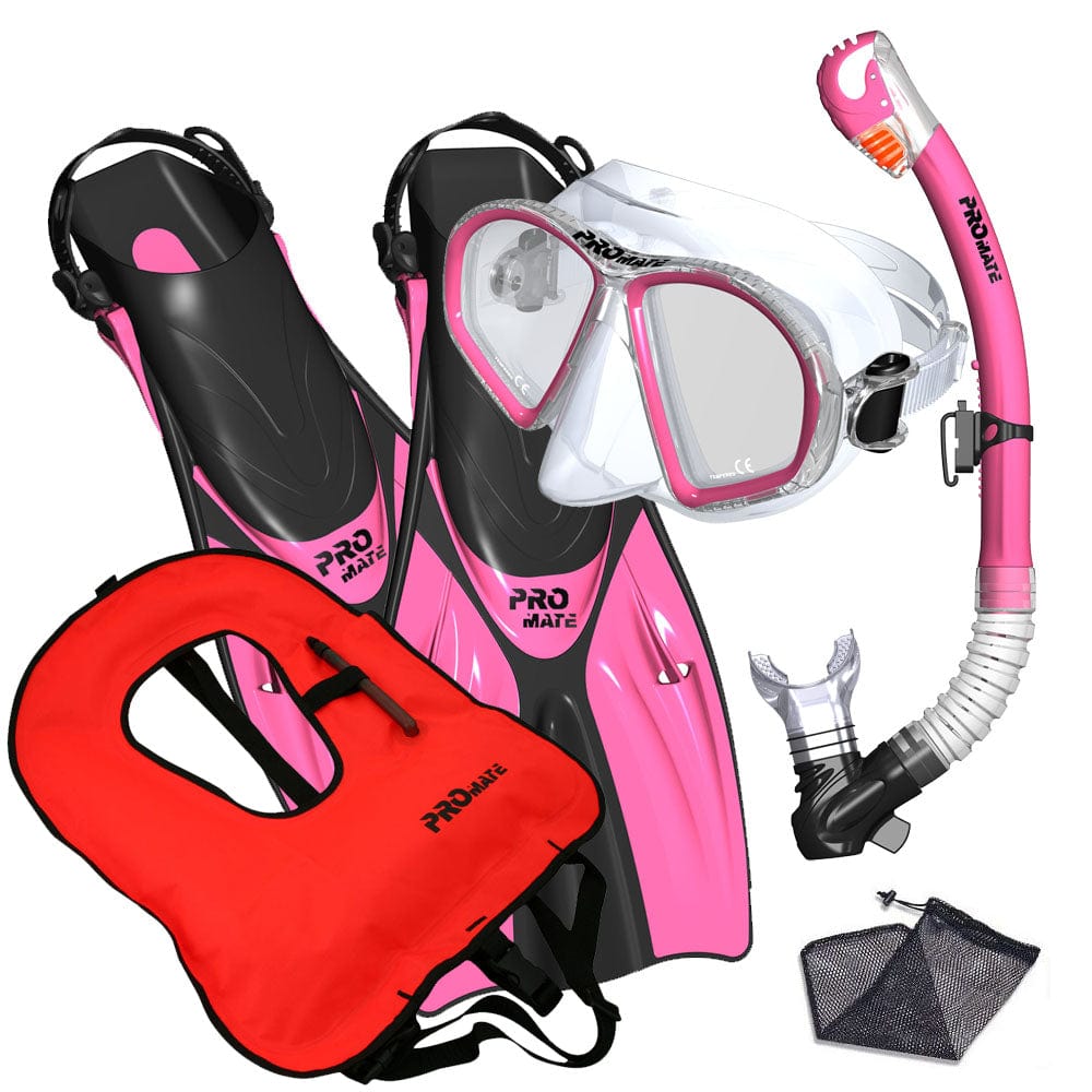 Promate Spectrum Snorkeling Mask Dry Snorkel Fins Gear Bag Set with ...
