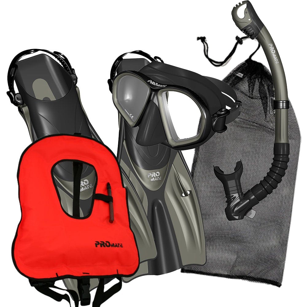 Promate Spectrum Snorkeling Mask Dry Snorkel Fins Gear Bag Set with ...