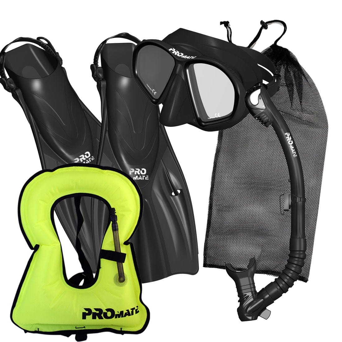 Promate Spectrum Snorkeling Mask Dry Snorkel Fins Gear Bag Set with ...