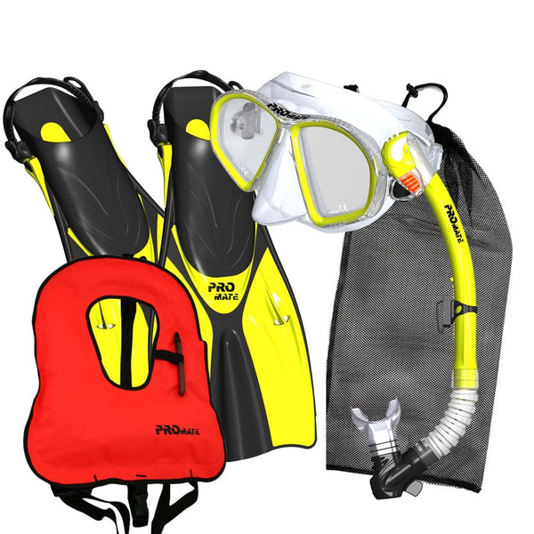 Promate Spectrum Snorkeling Mask Dry Snorkel Fins Gear Bag Set with ...