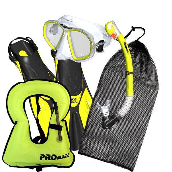 Promate Spectrum Snorkeling Mask Dry Snorkel Fins Gear Bag Set with ...
