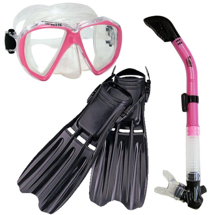Snorkeling Scuba Dive Mask Dry Snorkel Fins Gear Set - SCS0037 ...