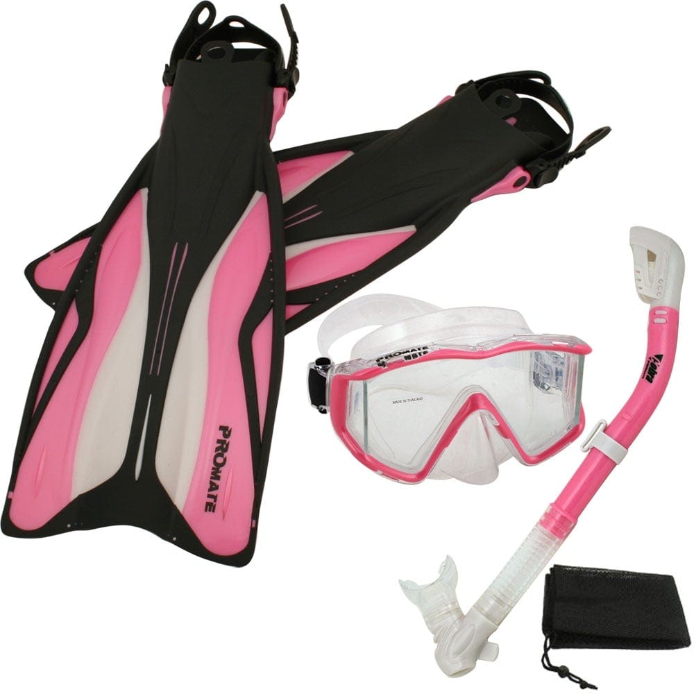Snorkeling Panoramic Scuba Dive Mask Dry Snorkel Fins Deluxe Set - SCS ...